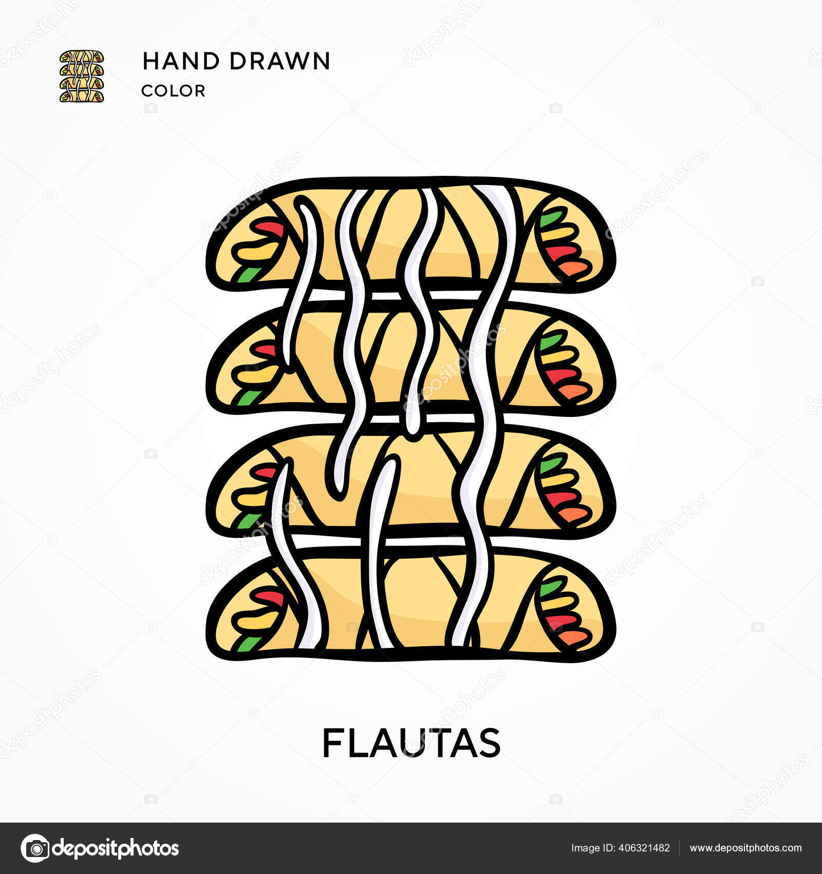 Flautas Hand Drawn Color Icon Modern Vector Illustration Concepts Easy ...