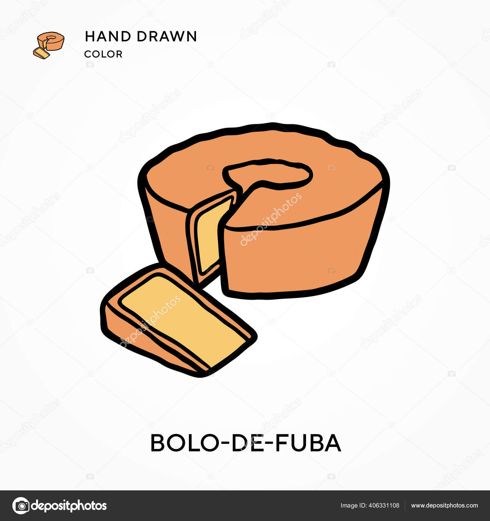 Bolo Fuba Hand Drawn Color Icon Modern Vector Illustration Concepts Stock Vector Image by ...