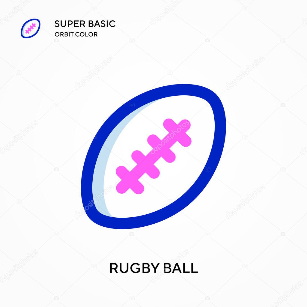 Bola de rugby super b sica rbita icono de vector de color. Plantilla de dise o de s mbolo de ...