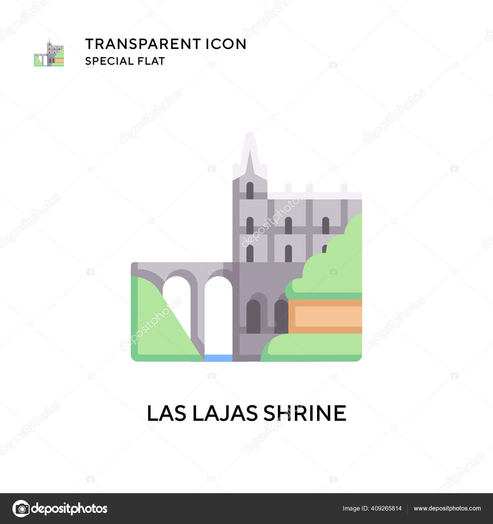 Las Lajas Shrine Vector Icon Flat Style Illustration Eps Vector Stock ...