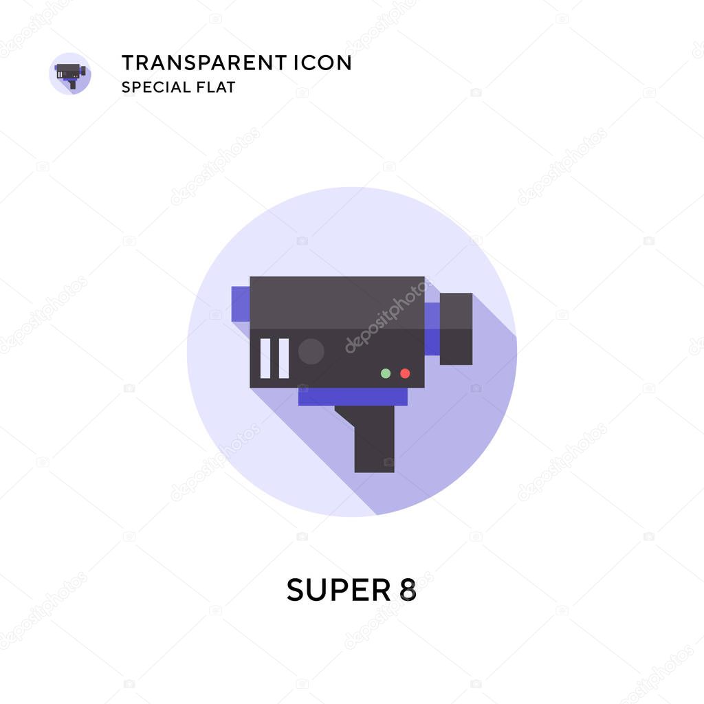 Super 8 icono de vector. Ilustración de estilo plano. EPS 10 vector. 2023