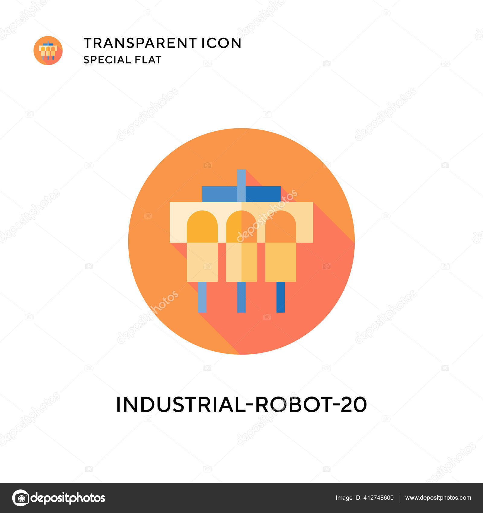 Industrial Robot Vector Icon Flat Style Illustration Eps Vector ⬇ ...