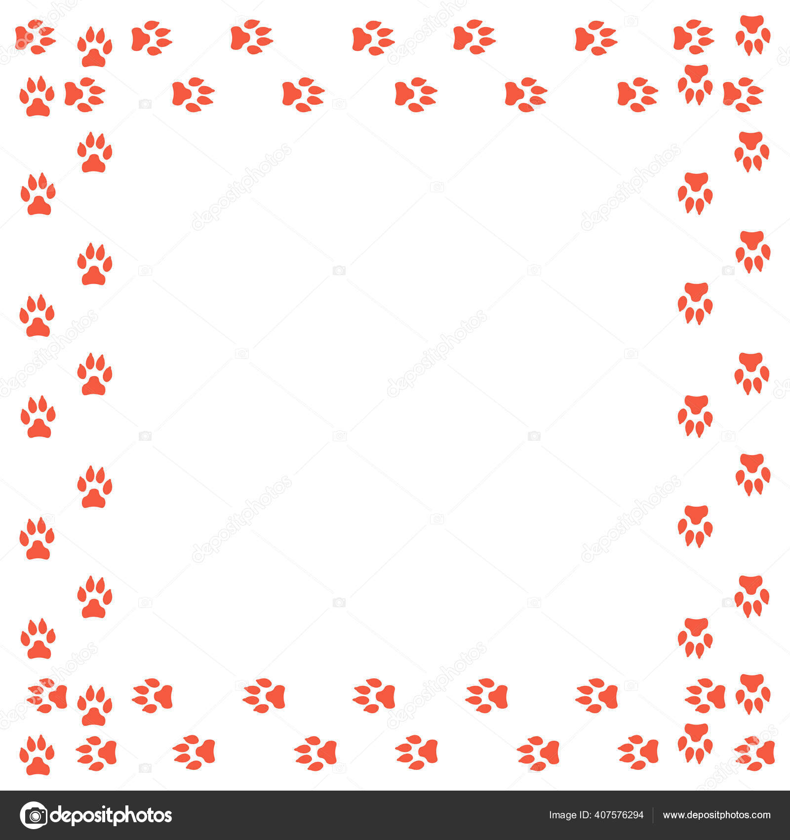 Red Paw Print Border