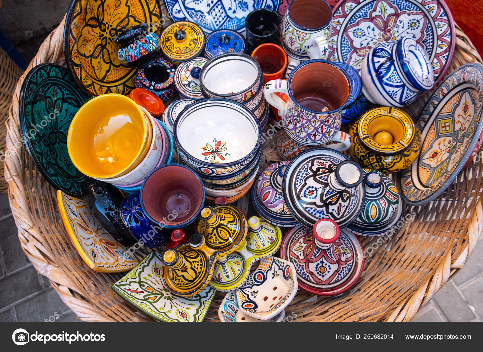 Traditional Moroccan Market Souvenirs Handmade Ceramic Stock Photo by ...