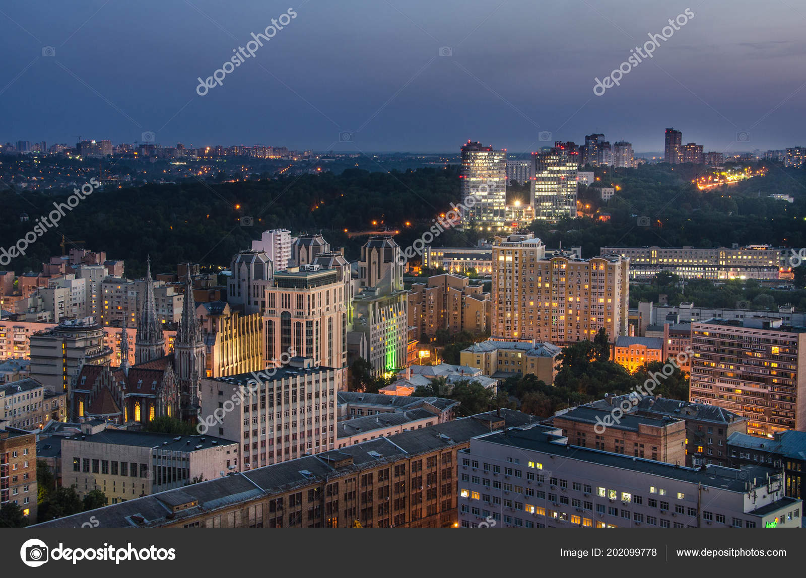Kiev City Capital Ukraine Night View Panorama — Stock Photo © mysokol ...