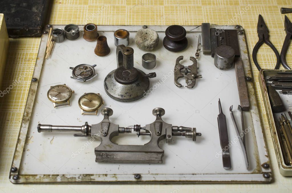 herramientas de relojero: torno de reloj, potancia, calibradores de ...