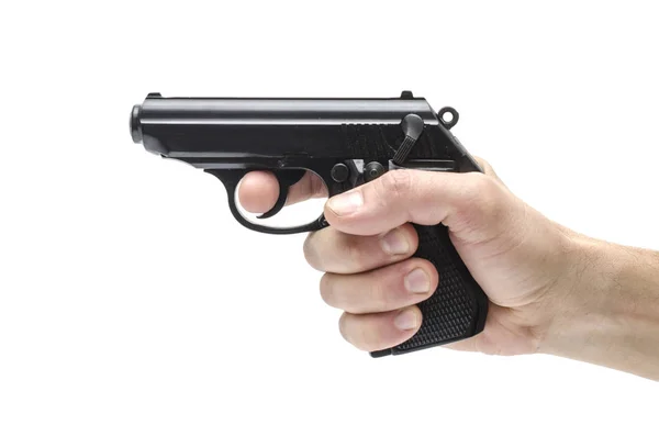 Pistola, pistola en mano aislada en blanco: fotografía de stock ...