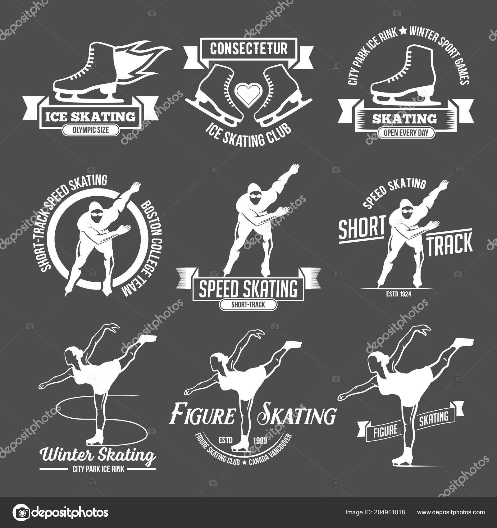 Ice Skate Label Logo Design Winter Sports Stock Vector Image by ...