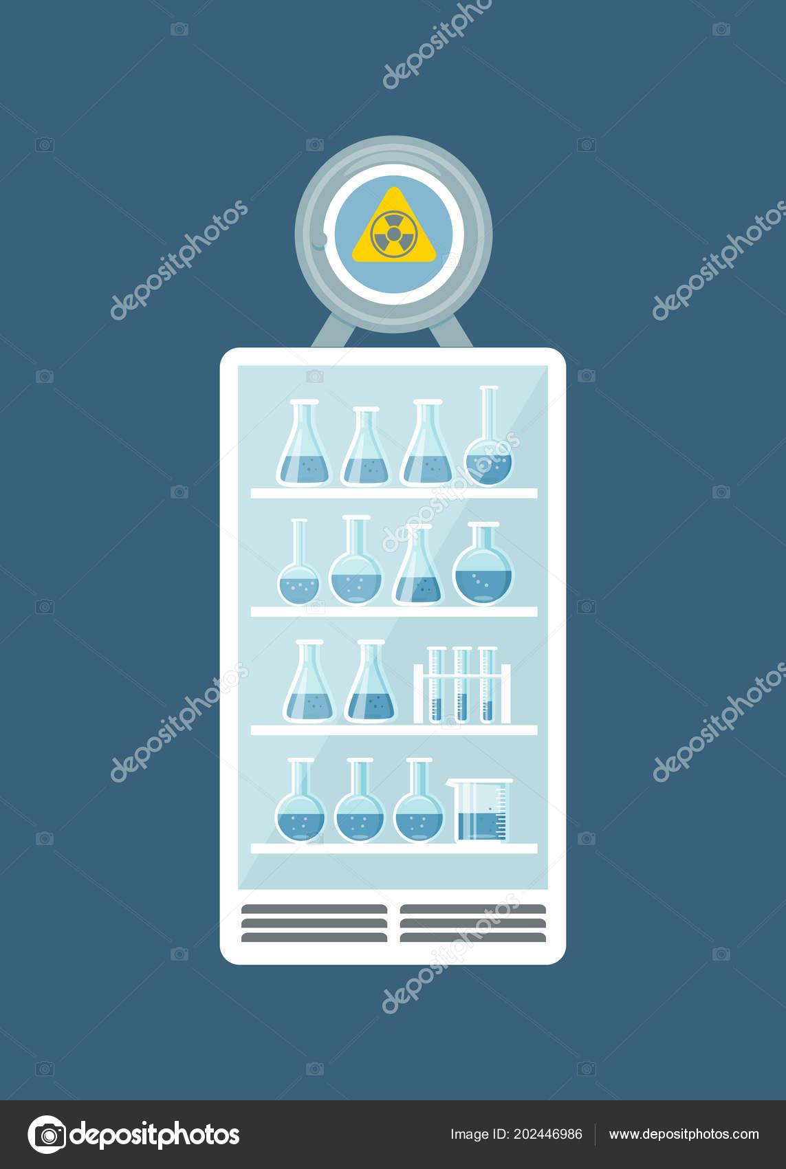 Glassware, jars, flasks, tubes, complex installation systems in working ...