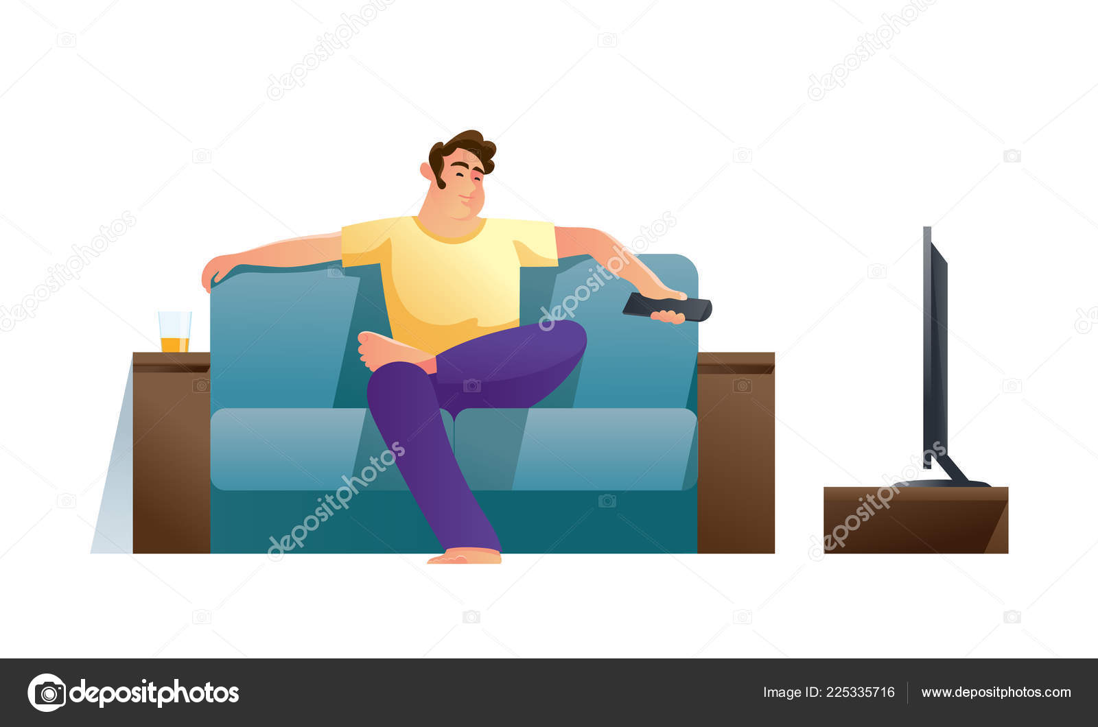 Man resting at home in living room, sitting on sofa. Stock Vector Image ...