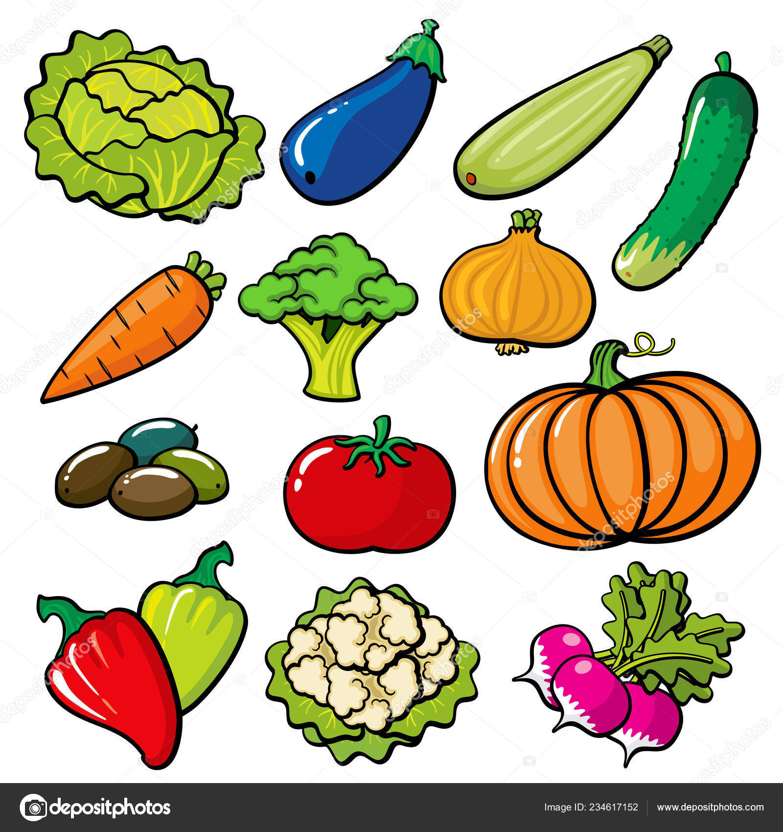 Vegatables bright set for print, craft, Autumn vegatable — Stock Vector ...