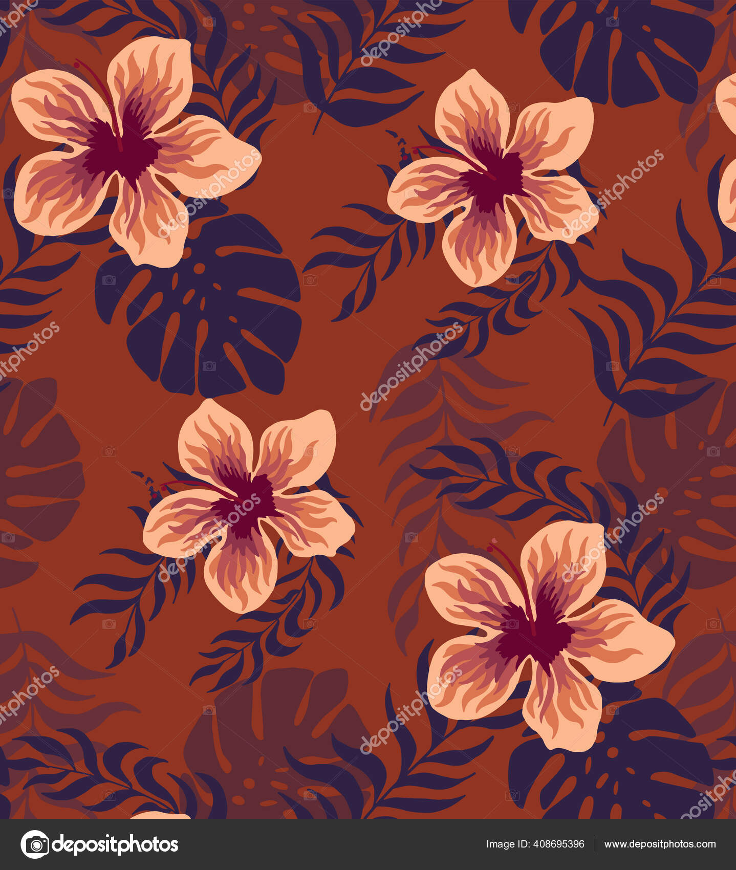 Tropical Hibiscus Flower Design Pattern Tropical Illustration Pattern ...