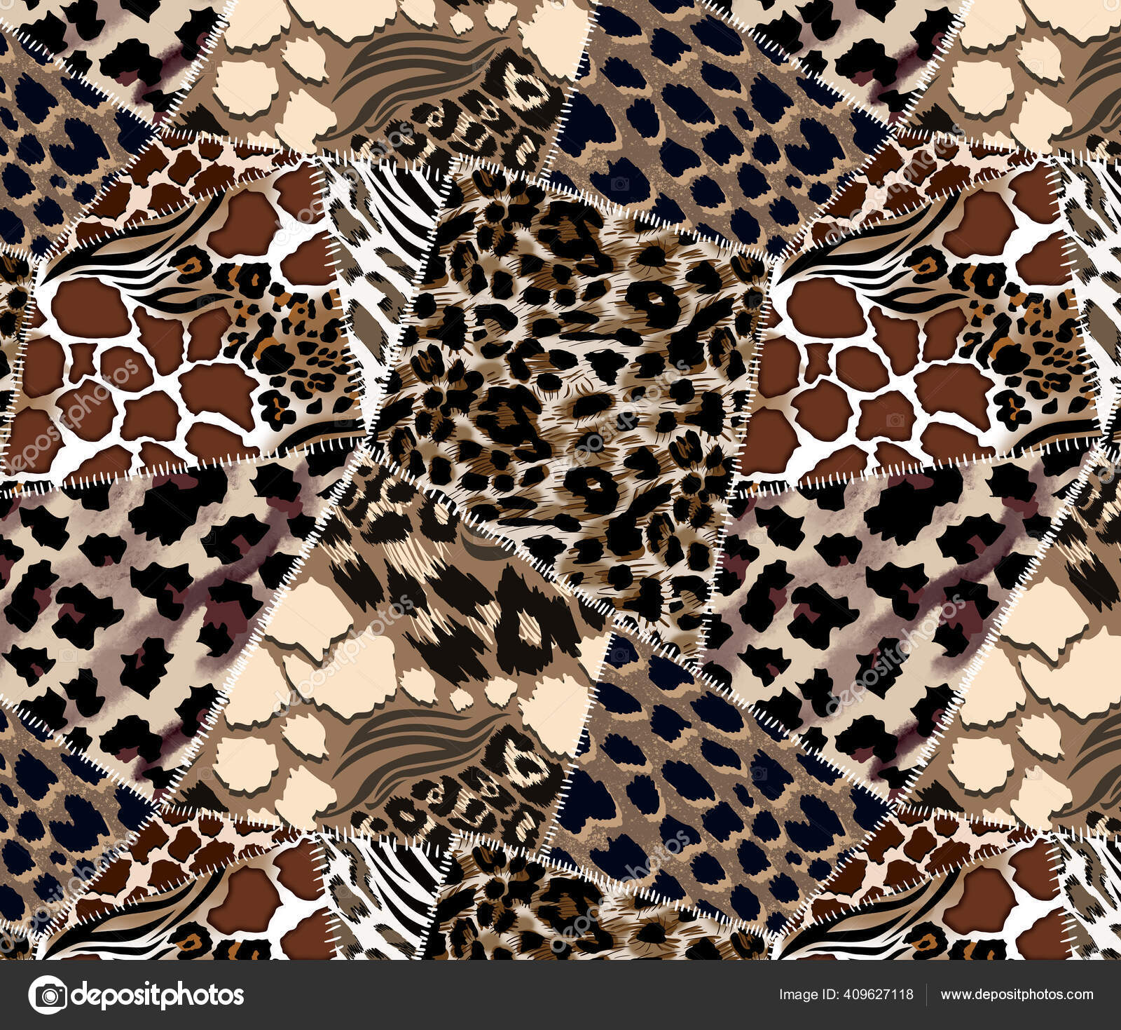 Patchwork Leopard Zebra Design Pattern Leopard Ethnic Pattern Seamy ...
