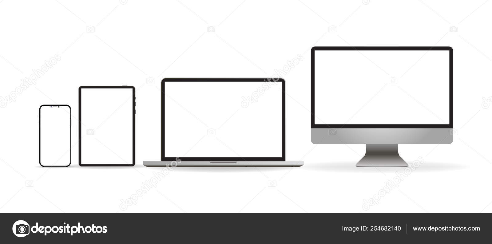 Laptop realistic. Device in mockup style. Set realistic vector d Stock ...