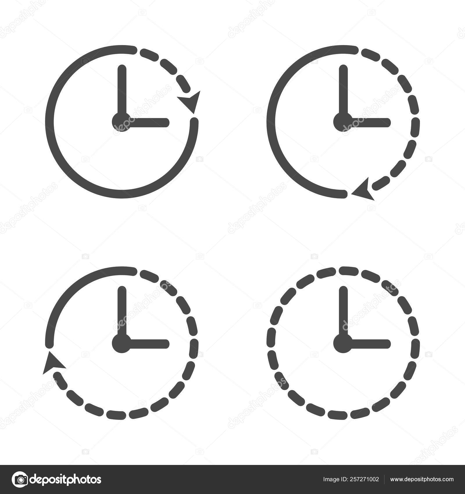 Ícone do relógio. Conjunto de 4 ícones de relógio. Ícone em estilo de ...