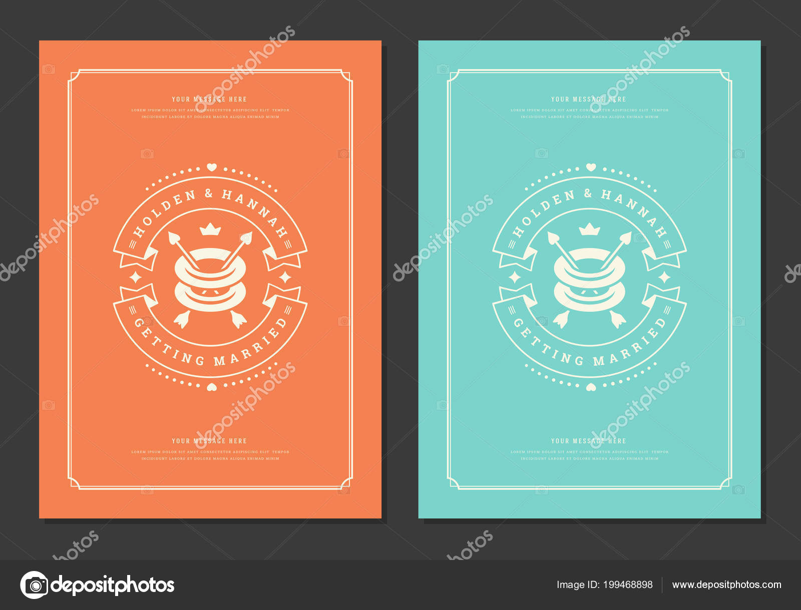 Wedding Date Invitation Card Vector Illustration Wedding Invite Title