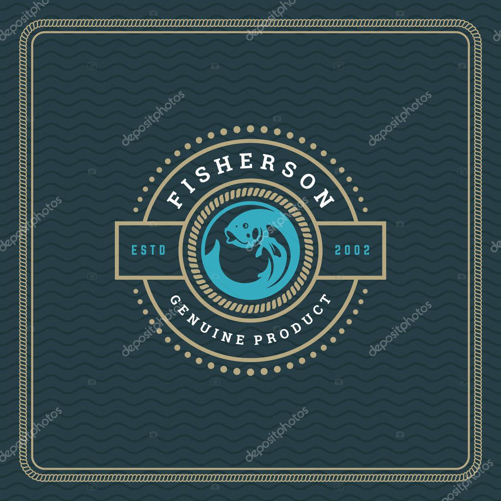 Mariscos restaurante logo vector ilustración. emblema del mercado ...