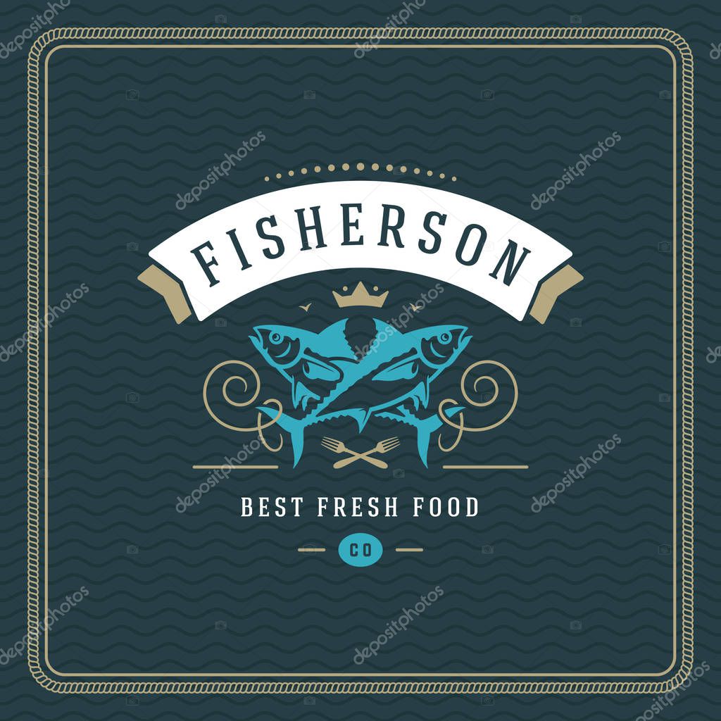 Mariscos restaurante logo vector ilustración. 2024