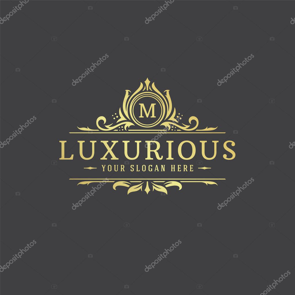 Logo de lujo monograma cresta plantilla diseño vector ilustración ...