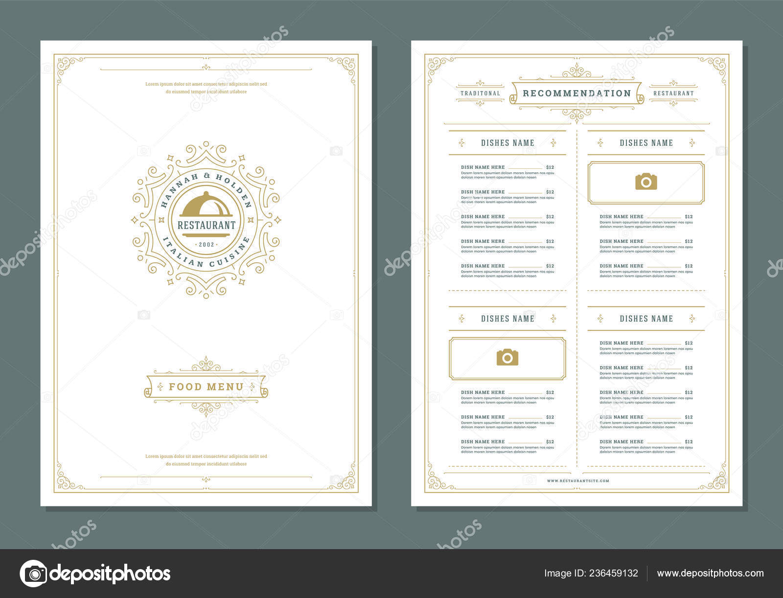 Restaurant menu design and label vector brochure template. Stock Vector ...
