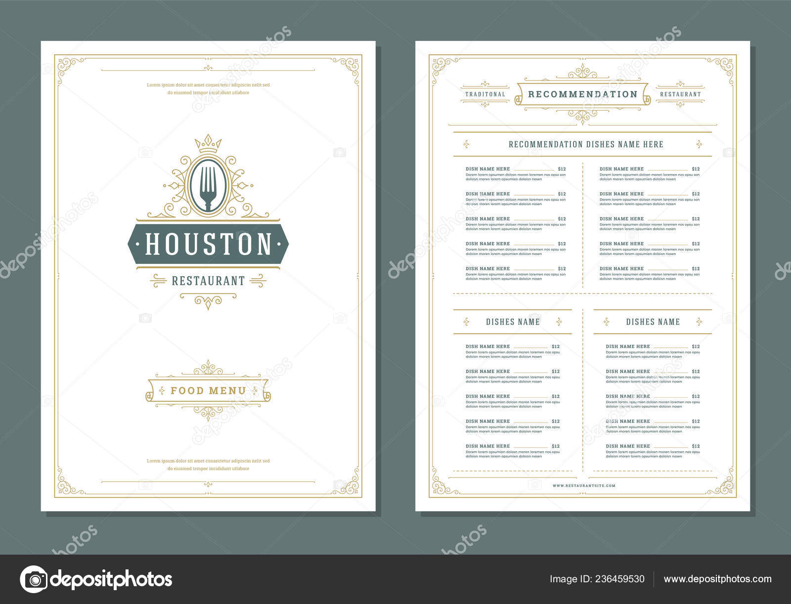 Restaurant menu design and logo vector brochure template. Stock Vector ...