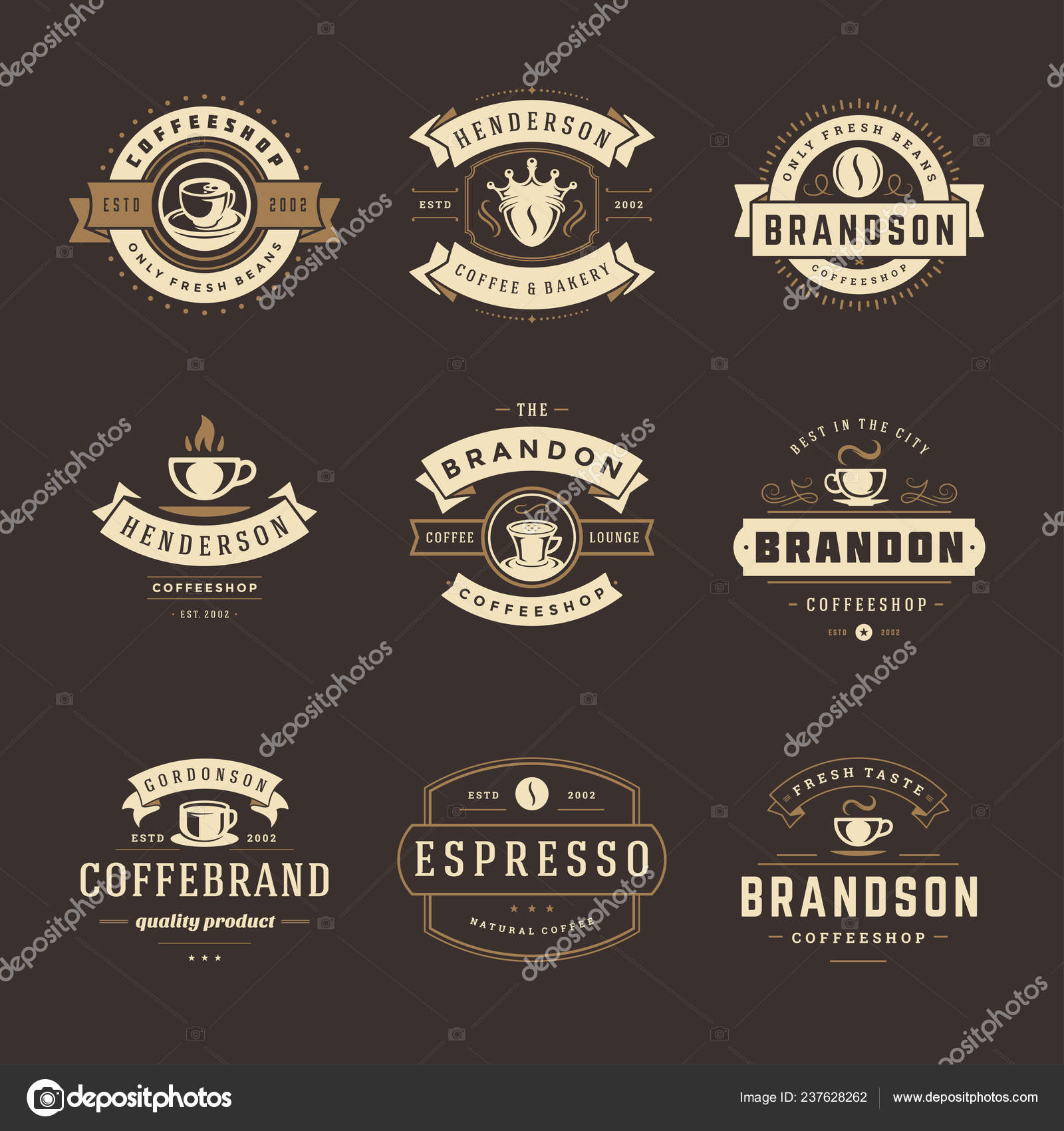 Templat Desain Logo Kedai Kopi Mengatur Ilustrasi Vektor Baik Untuk ...