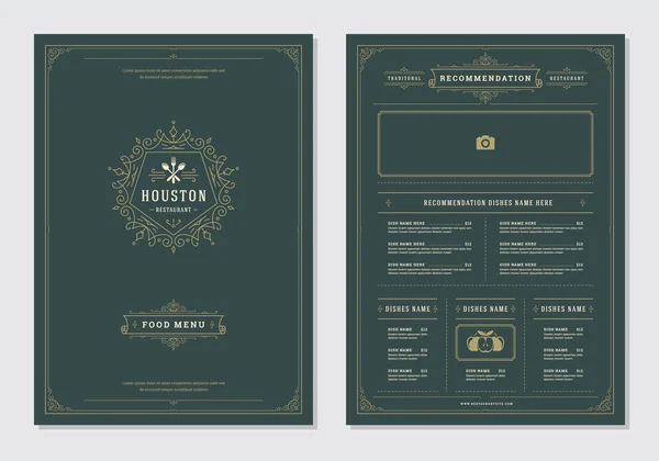 Restaurant menu design and label vector brochure template. Stock Vector ...