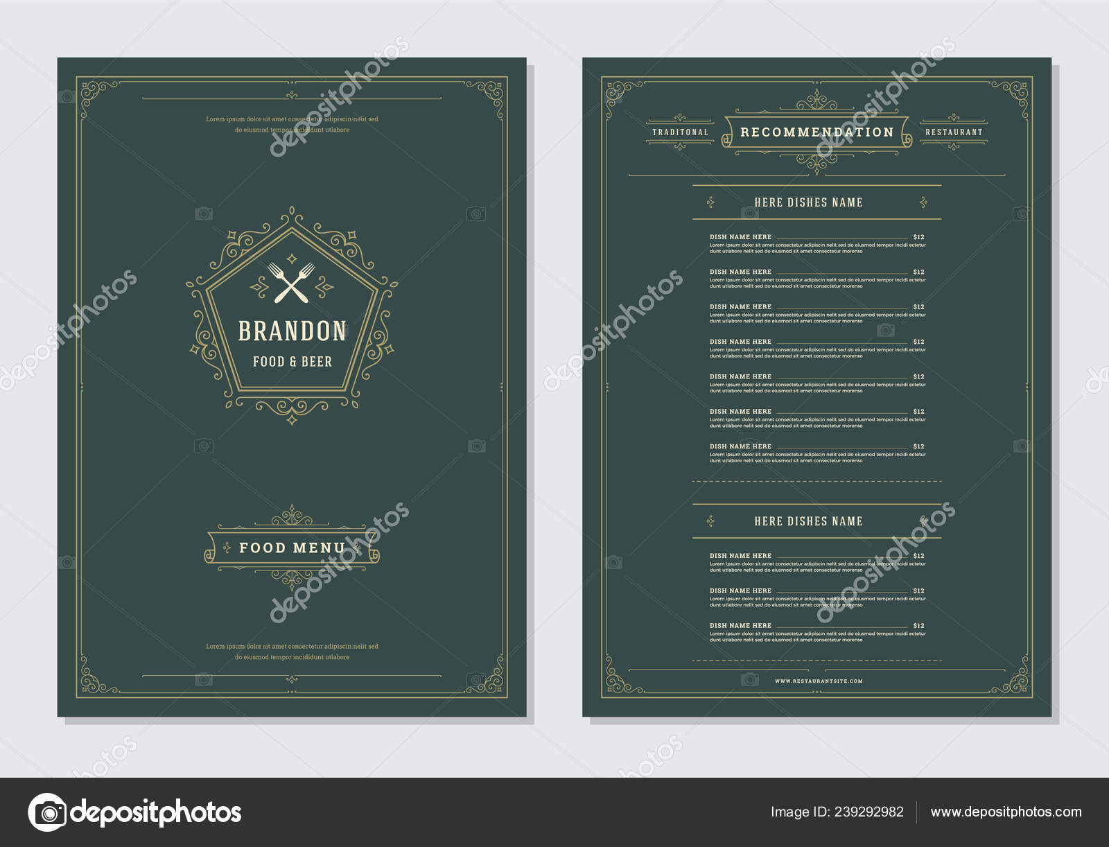 Restaurant Menu Design Logo Vector Brochure Template Fork Illustration ...