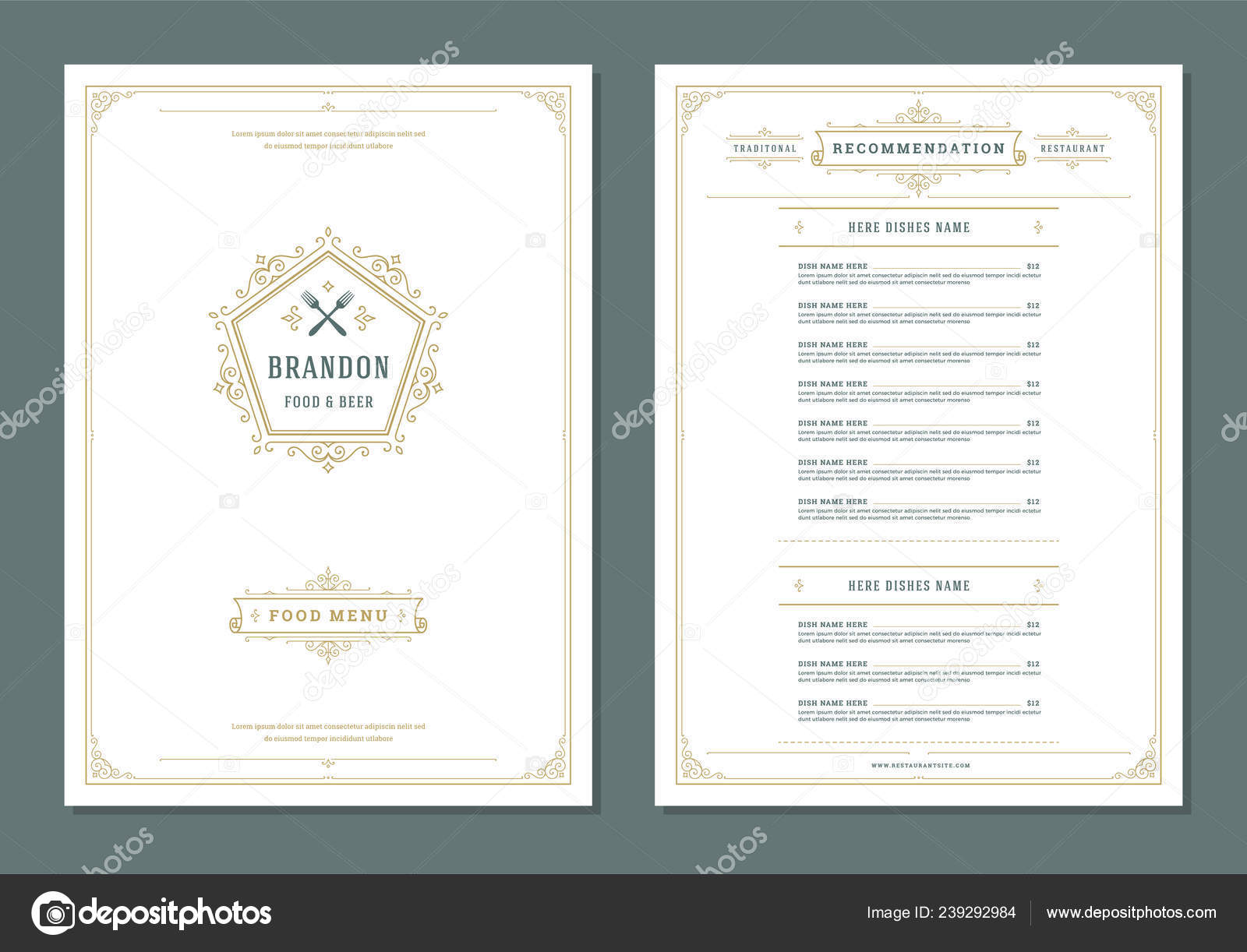 Restaurant Menu Design Logo Vector Brochure Template Fork Illustration ...