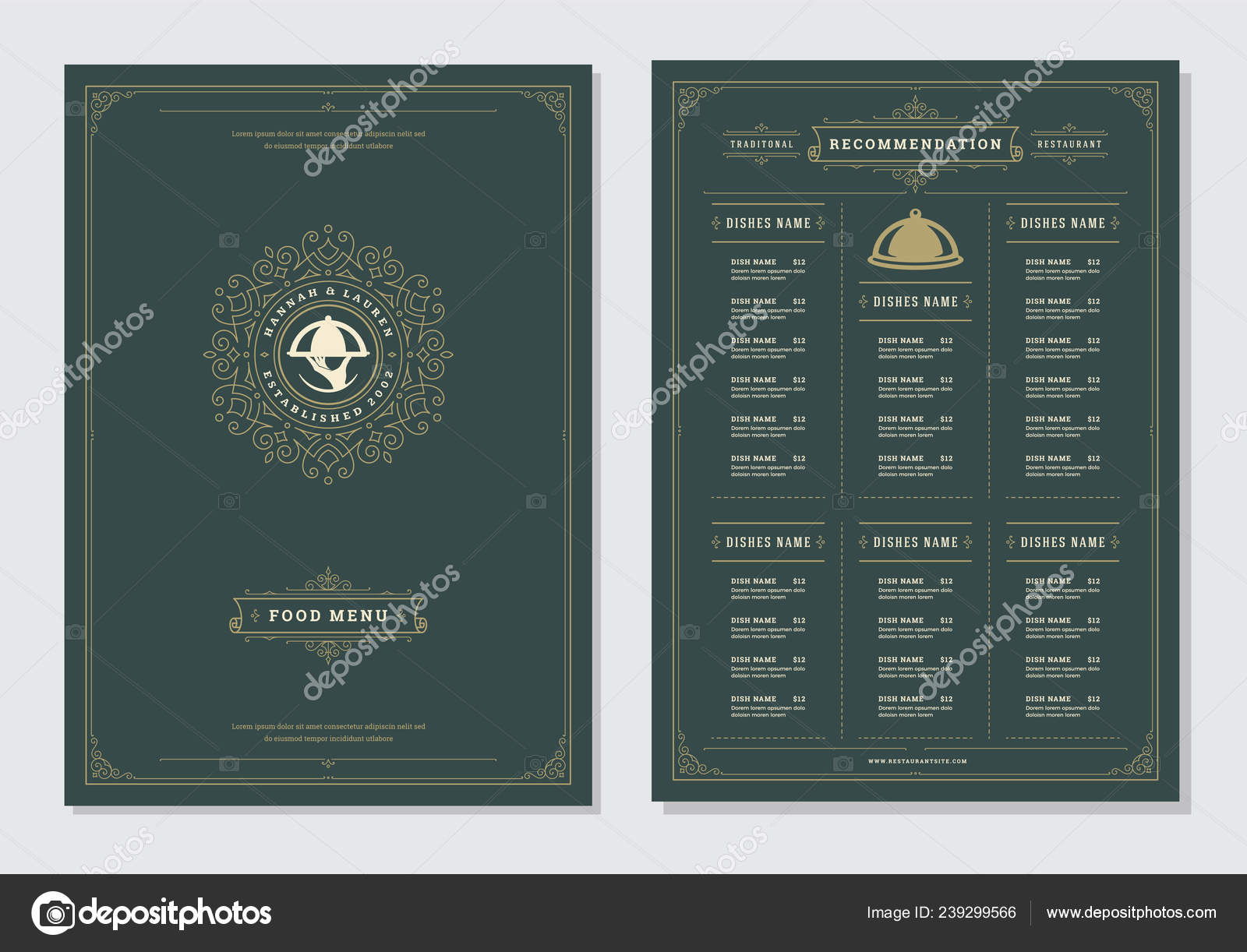 Restaurant Menu Design Label Vector Brochure Template Tray Illustration ...