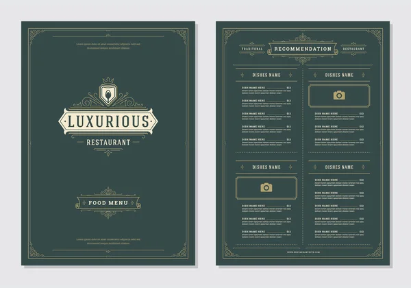 Restaurant menu design and logo vector brochure template. Stock Vector ...