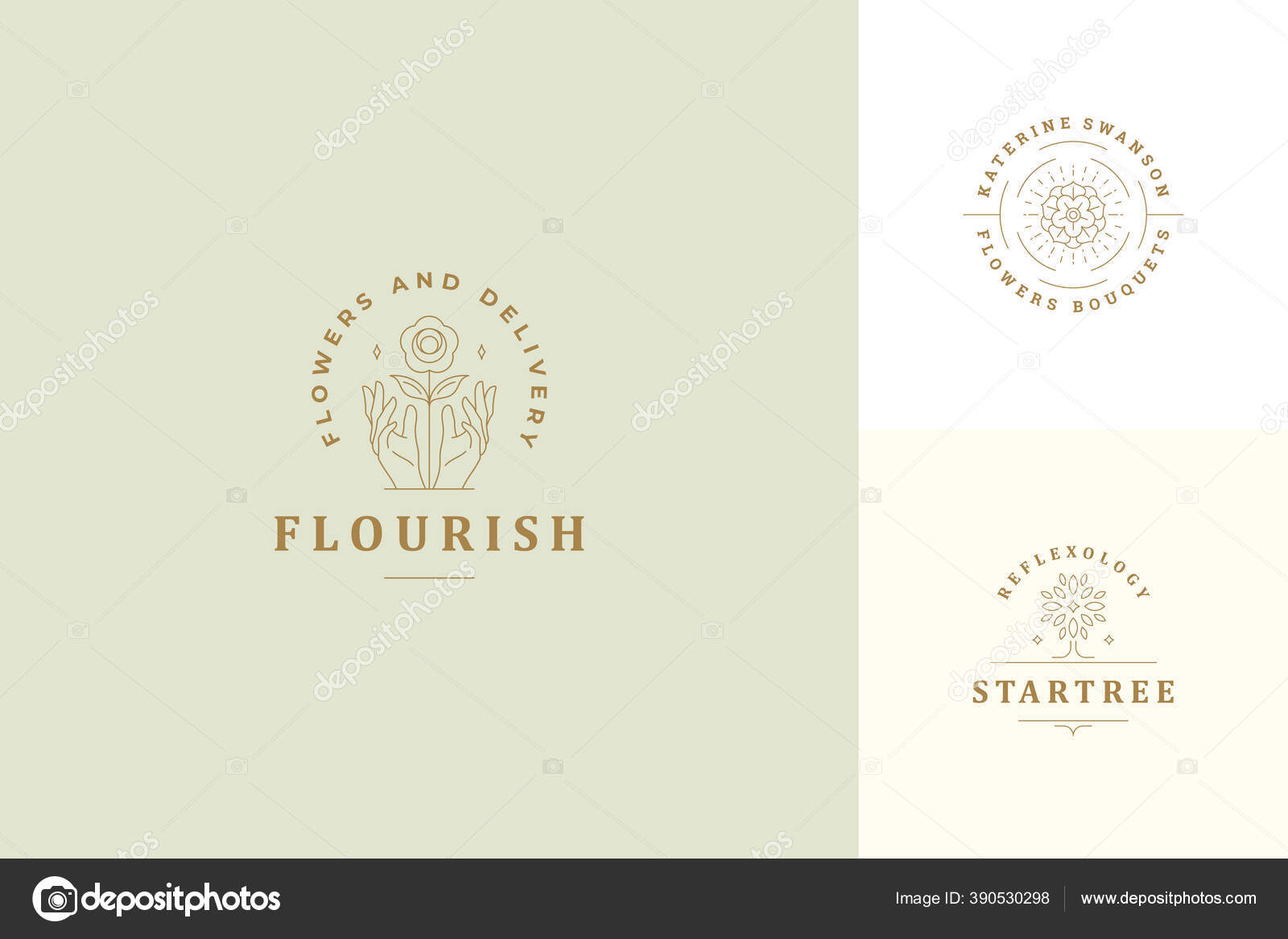 Vector line logos emblems design templates set - female gesture hands ...