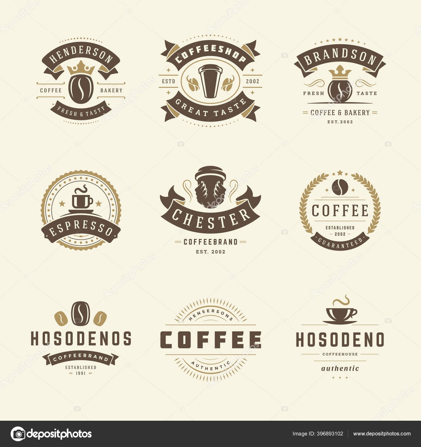 Coffee shop logos design templates set vector illustration for cafe ...