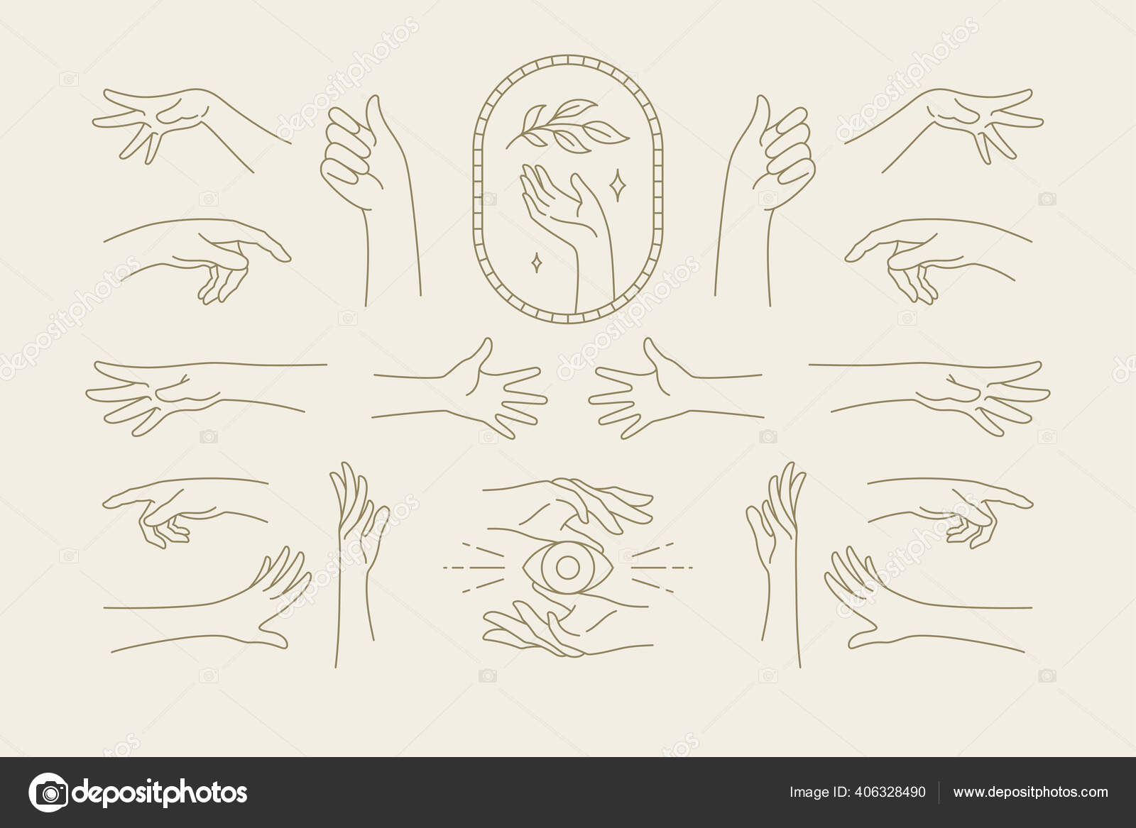 Vrouwelijke handen gebaren collectie van lijn kunst hand getekend stijl ...