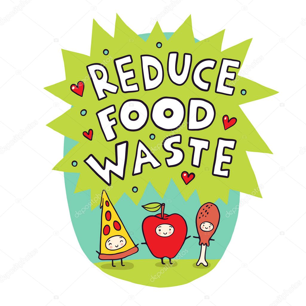 Reducir desperdicio de alimentos ilustración vectorial de dibujos ...