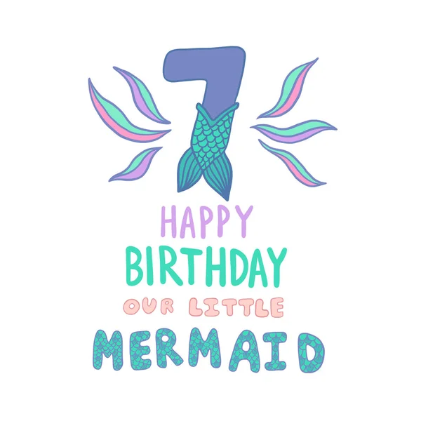 Number Two With Mermaid Tail Vector Illustration — Stock Vector ...