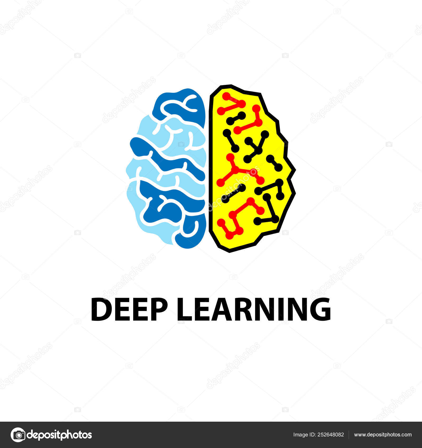 Deep Learning Icon Vector Illustration White Background Stock Vector ...