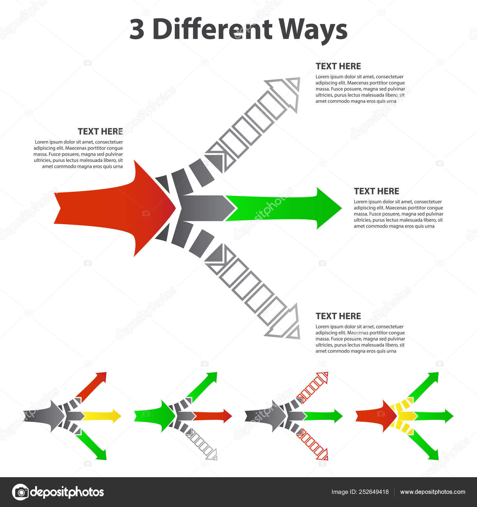 Three Different Ways Vector Illustration White Background Stock Vector ...