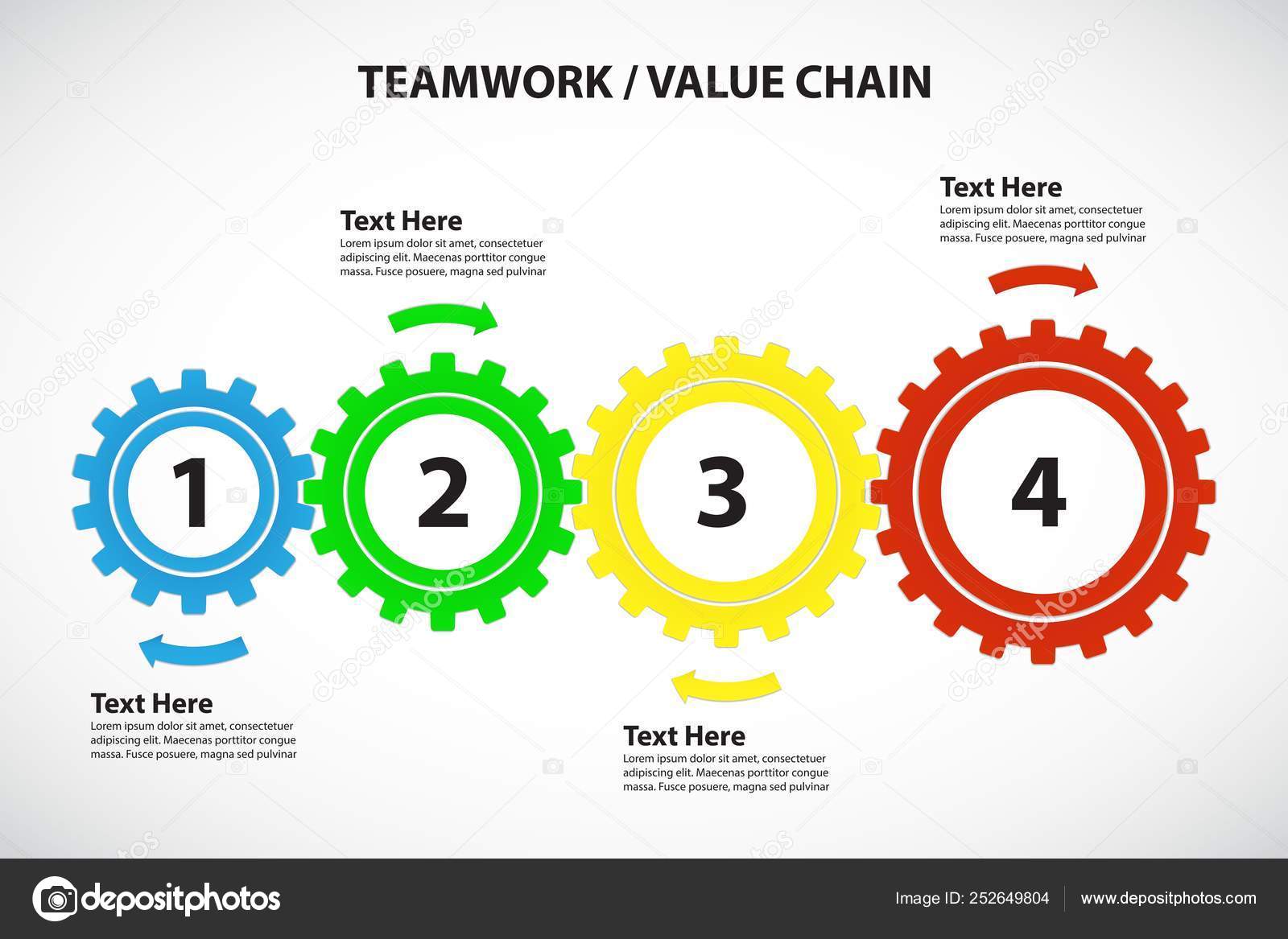Colored Cogwheels Numbers Teamwork Value Chain Concept Stock Vector by ...