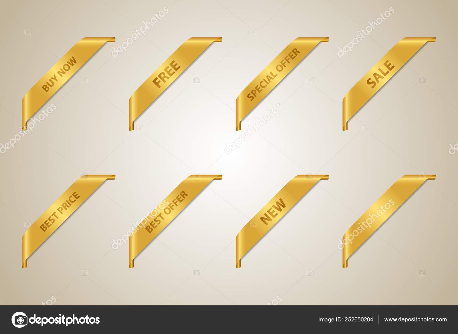 Diferentes Letras Cinta Dorada Vector Stock Vector by ©imassimo82 252650204