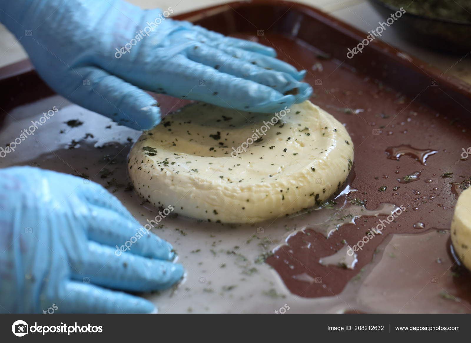 Preparation Cheese Halumi Cheese Halumi Mint Stock Photo by ©DmZo 208212632