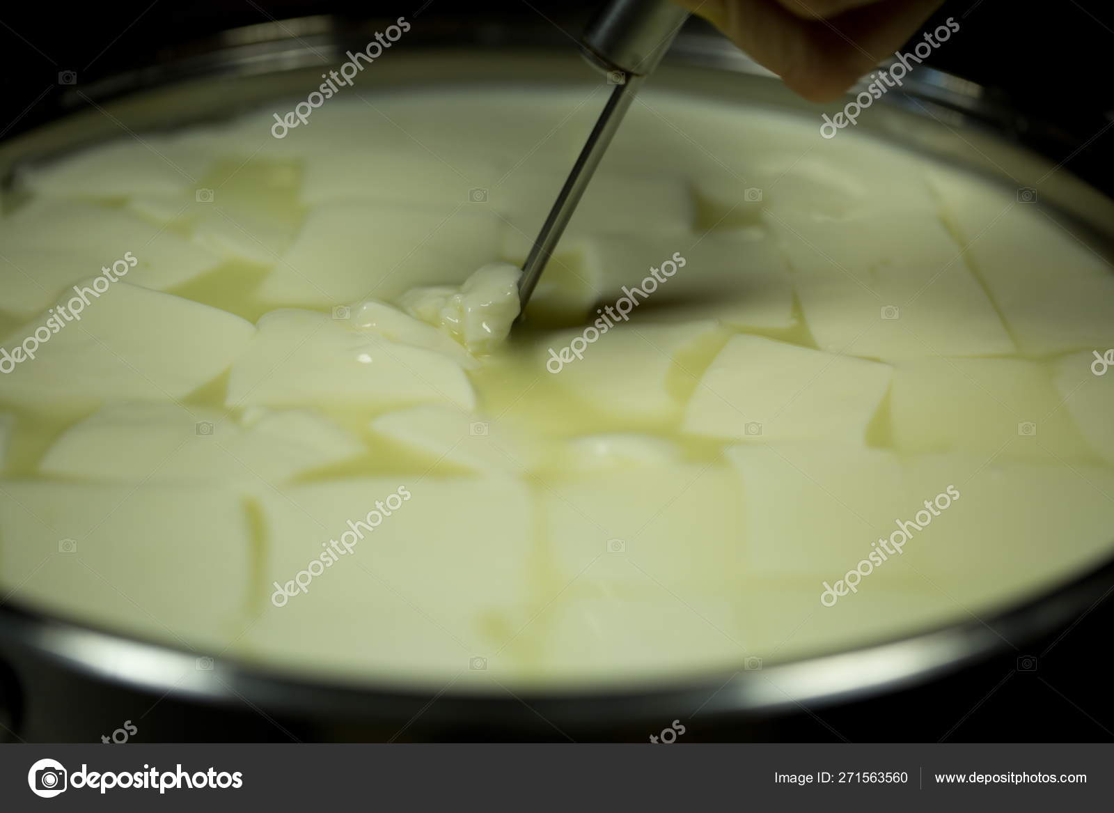 Process Creating Grain Cheese Cooking Homemade Cheese — Stock Photo ...