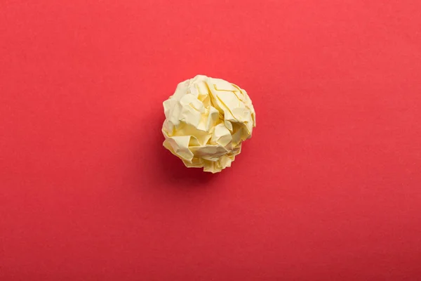 Top View Crumpled Paper Balls Copy Space Yellow Background Think ...