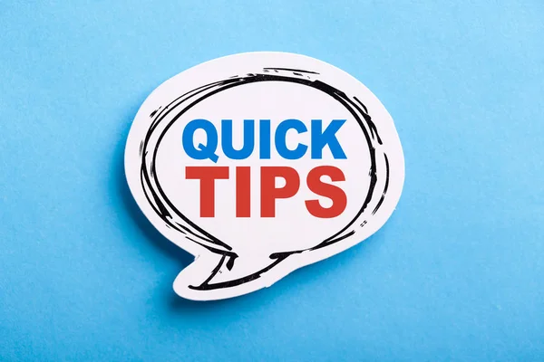 Quick Tips Speech Bubble Isolated On Blue - Stock Image - Everypixel