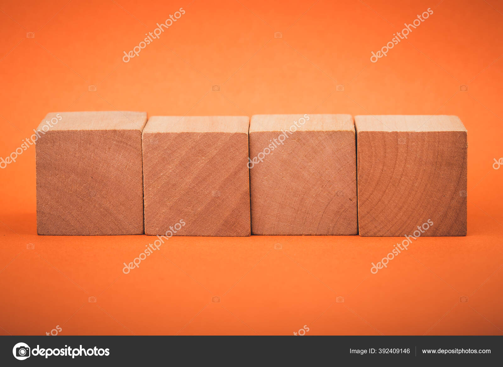 Four Blank Wooden Blocks Isolated Color Background Stock Photo by ...