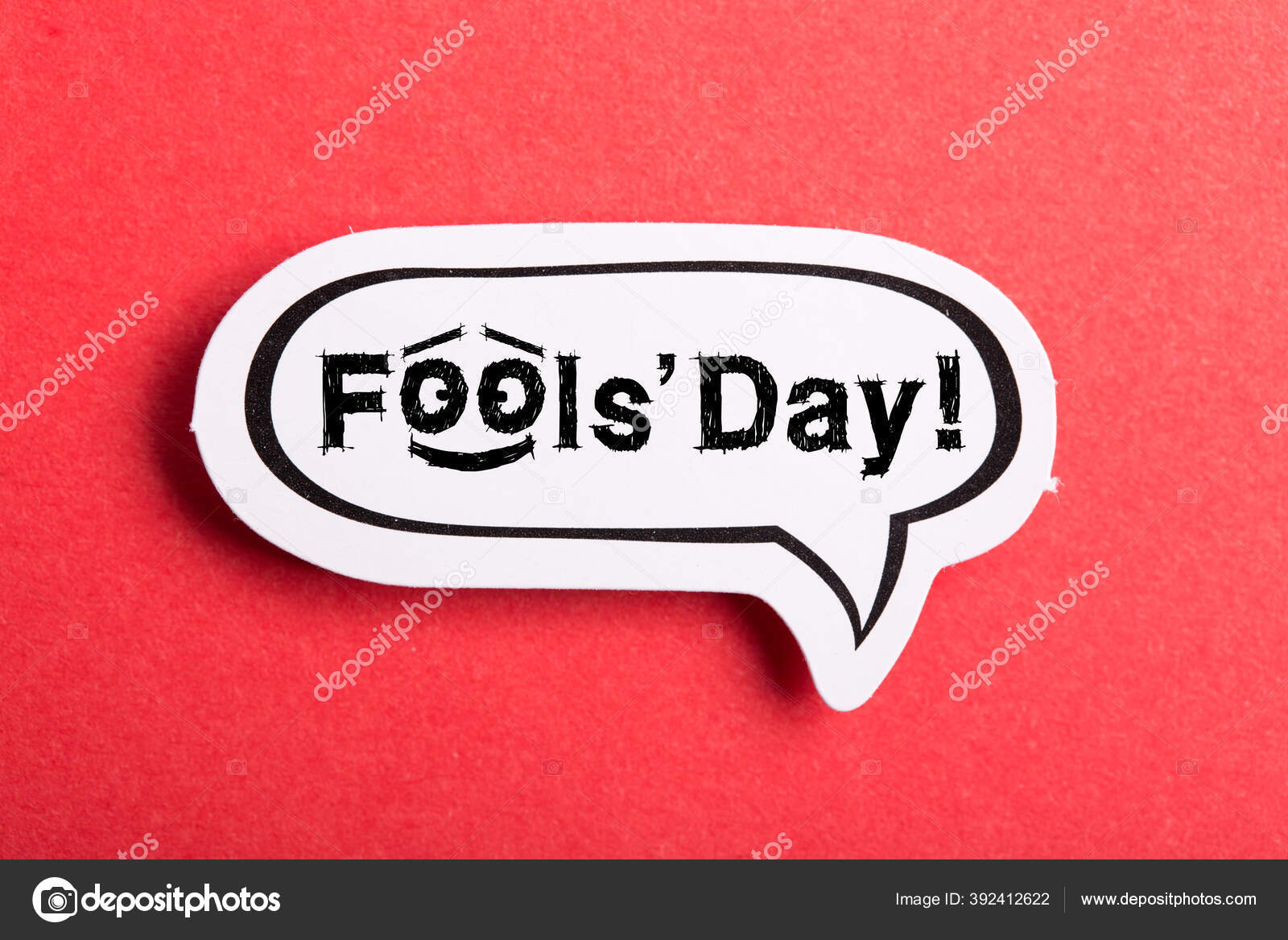 April Fools' Day Speech Bubble Isolated Red Background Stock Photo by ...