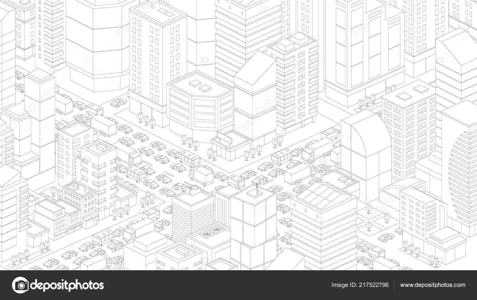 City street Intersection traffic jams road 3d Stock Vector Image by ...