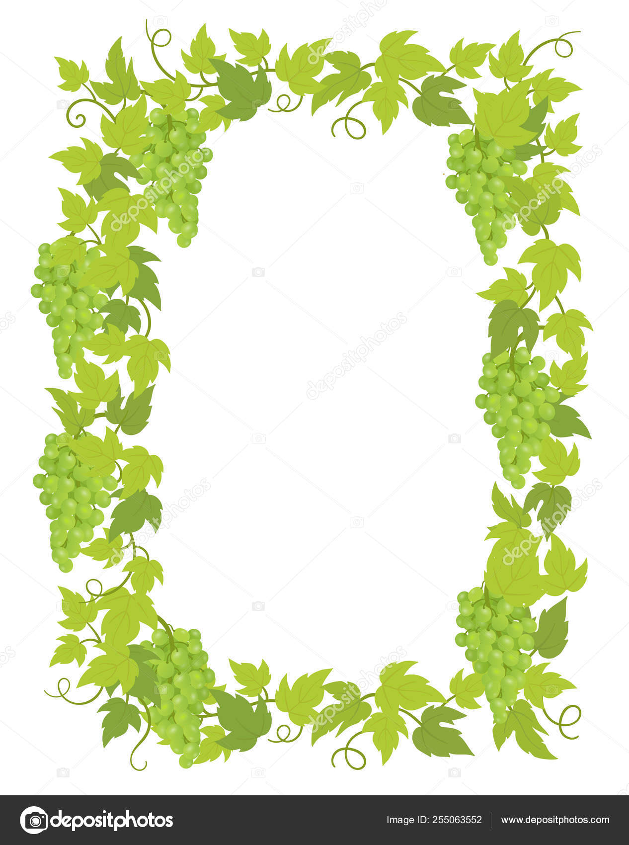 Grapevines plant frame A4 sheet banner. Rectangular border grape frame ...