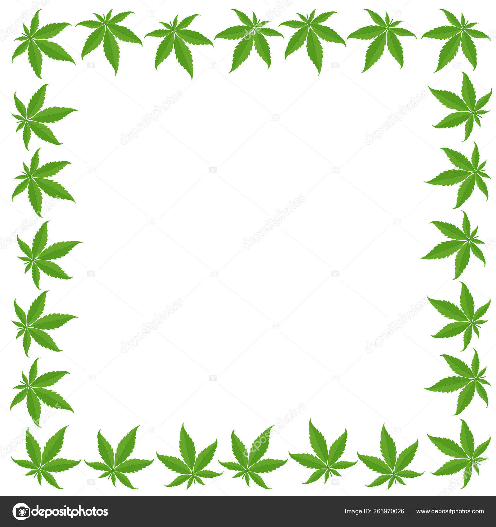 Marijuana green grass frame banner. Cannabis indica hemp plant. Border ...