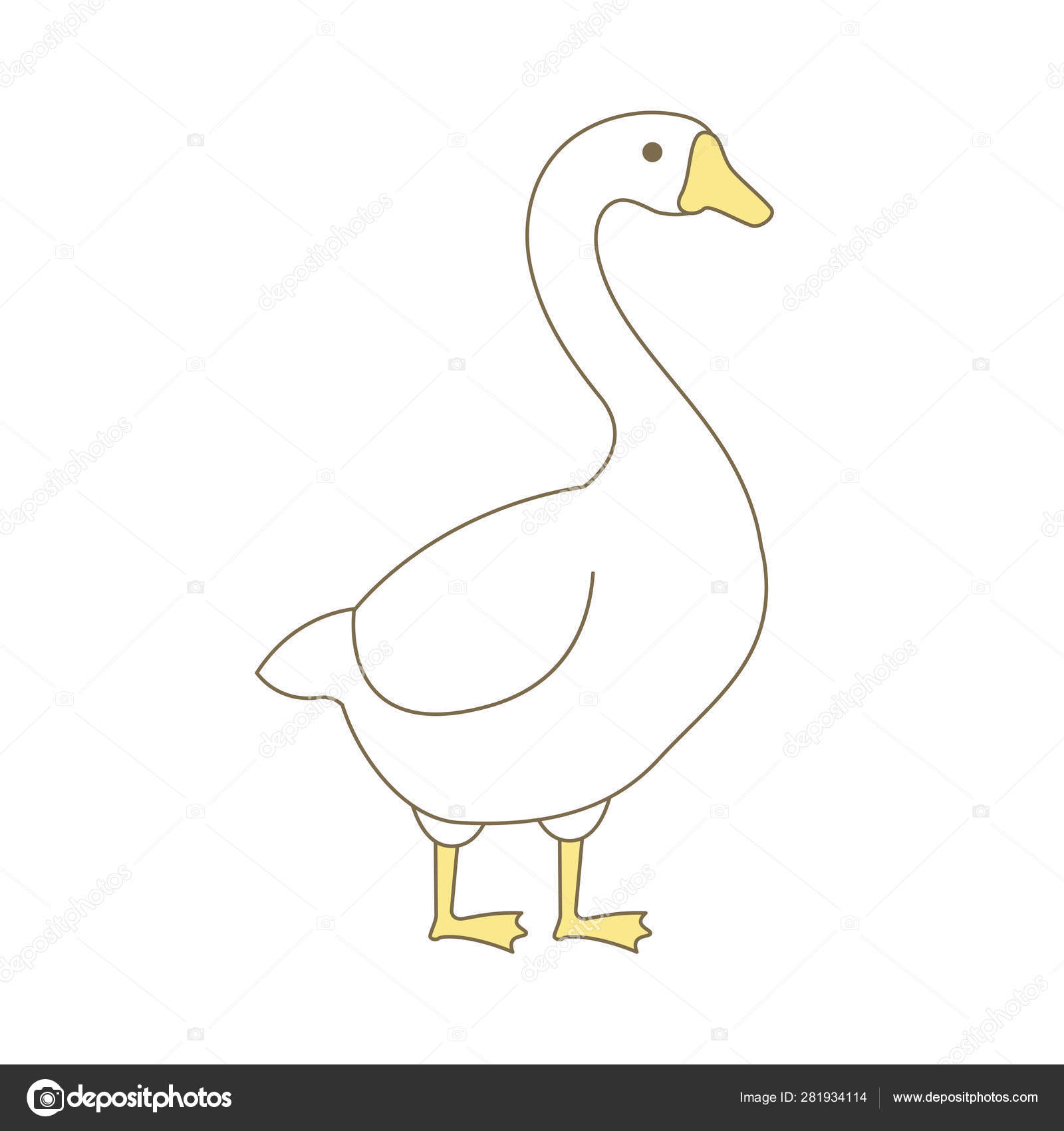 Goose domestic bird. Poultry fowl. Outline line contour vector icon ...